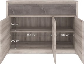 Komoda 3D2S, kaštan nairobi/onyx, JESI NEW