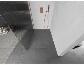 Mexen Kioto, sprchová zástěna Walk-In 110 x 200 cm, 8mm sklo s žebrovým vzorem, měděný matný profil, 800-110-101-65-09