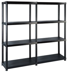 Úložný regál 4patrový černý 122 x 30,5 x 130 cm plast 3059851