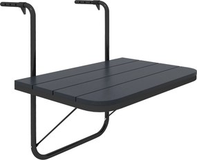 Balkonový stolek Outsunny k zavěšení, nosnost až 25 kg, skládací balkonový stolek, výškově nastavitelný ve 4 směrech, hliník, 60 x 40 cm, černý | Aos…