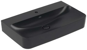 Villeroy & Boch Finion - Umyvadlo 80x47 cm, skrytý přepad, otvor pro baterii, CeramicPlus, Pure Black 416884R7