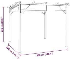 vidaXL Marketos Pergola se zatahovací střechou antracitová 3x3 m ocel 180 g/m²