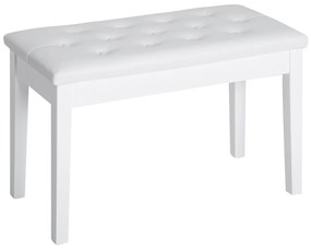 HOMCOM klavírní stolička ve venkovském stylu Klavírní lavice s úložným prostorem z kaučukového dřeva a imitace kůže, bílá, 76 x 36 x 50 cm pro milovn…