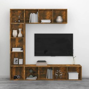3dílná sada knihoven / TV skříněk kouřový dub 180 x 30 x 180 cm 3152713