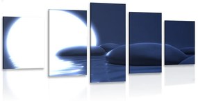 5-dílný obraz nádherné Zen kameny a úplněk měsíce - 200x100 cm