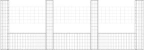 Gabionový koš ve tvaru U se 4 sloupky železo 380 x 20 x 150 cm 151284