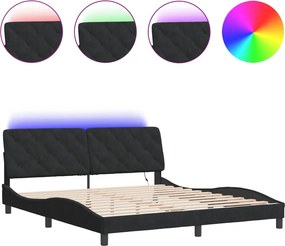 Rám postele s LED bez matrace černý 180 x 200 cm samet 3213869