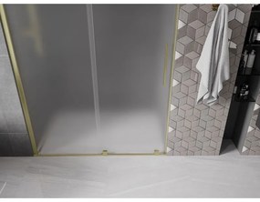 Mexen Velar, posuvné sprchové dveře do otvoru 130 cm, 8mm sklo námraza, zlatá matná, 871-130-000-31-55