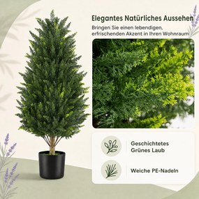 Costway Umělý cypřiš 92 cm Umělá rostlina s květináčem naplněným mechem