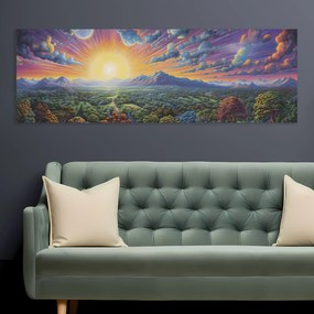 Obraz na plátně - Listnaté lesy v údolí na úpatí hor FeelHappy.cz Velikost obrazu: 150 x 50 cm