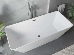 Mexen Velo Slim, volně stojící vana 170 × 75 cm, bílá lesklá, grafitový přepad, 52811707500-95