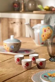Pip Studio Blooming Tales sada 4 ks porcelánových kalíšků, khaki (Sada porcelánových kalíšků na vajíčko, dip nebo med)