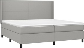 Box spring postel s matrací a LED světle šedá 200x200 cm textil 3138181