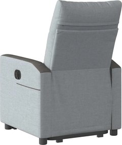 Elektrické zvedací polohovací křeslo světle šedé textil 3324066