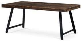 Autronic Jídelní stůl, 180x90x76 cm, MDF deska, dýha odstín borovice, kovové nohy, černý lak