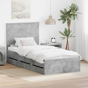 Rám postele s čelo Betonově šedá 75 x 190 cm Inženýrské dřevo 3409513