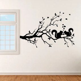 Veverky na větvi - vinylová samolepka na zeď 100x67cm