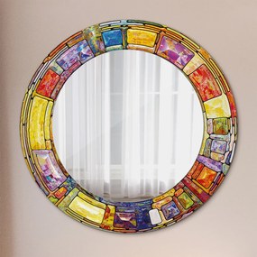 Kulaté zrcadlo s dekorem Barevné okno vitráže fi 50 cm