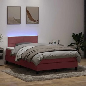 Box spring postel s matrací a LED růžová 120x220 cm samet 3316928