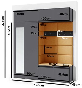 Prostorná předsíňová sestava Ida bílá Barva: Modrá - Trinity 31