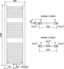 Mexen Mars, elektrické topné těleso 1200 x 400 mm, 600 W, antracitová, W110-1200-400-2600-66