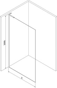 Mexen Kioto L sprchová zástěna Walk-in 105 x 200 cm, transparentní, černá - 800-105-103-70-00