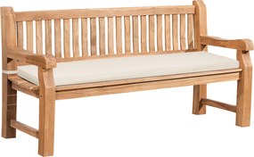 Teaková lavice Jackson s sedací polštář 180 cm + teak – krémová