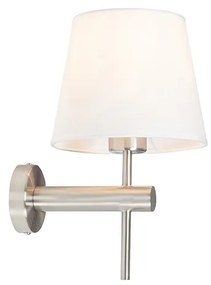 Moderní nástěnná lampa bílá s ocelí - Pluk