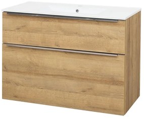 Mereo Mereo, Mailo, koupelnová skříňka s keramickým umyvadlem 101 cm, bílá, dub, antracit, CN522