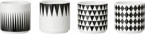 Ferm Living Geometry Šálky na kávu Espresso 4 Ks Černobílé