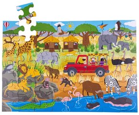 Bigjigs Toys Podlahové puzzle Africké dobrodružné 48 dílků
