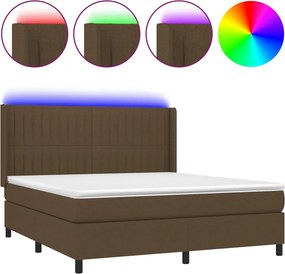 Box spring postel s matrací a LED tmavě hnědá 160x200 cm textil 3138488