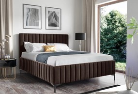 Eka Čalouněná postel INTIMA+ 140x200 cm Barva látky Trinity: (2305) Tmavá béžová, Úložný prostor: S dřevěným rámem úložného prostoru