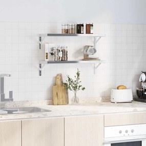 Policové držáky 4 ks 23,5x2,5x15,5 cm stříbrné nerezová ocel 30298