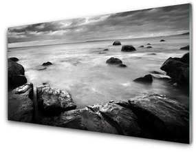 Obraz na skle Skála Moře Krajina 125x50 cm
