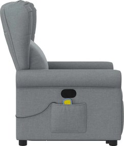 Zvedací masážní polohovací křeslo světle šedé textil 3303384