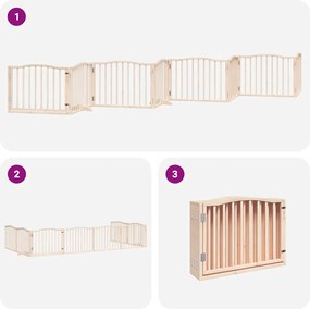 Zábrana pro psy s dvířky skládací 8 panelů 640 cm topol 3155610