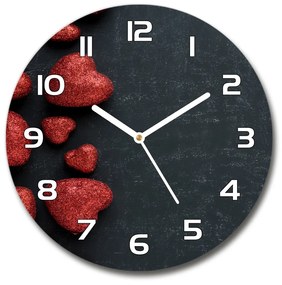Wallmuralia Skleněné hodiny kulaté Srdce na tabuli fi 30 cm