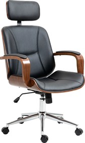 Ergonomická kancelářská židle Vinsetto s otočnou deskou a PU koženým potahem, s odnímatelným opěradlem, nastavitelnou výškou a naklápěcí funkcí 63x62x
