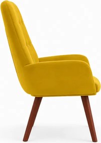relaxační křeslo, odpočinkové, dřevo/kov/textil, 96x69x78 cm, nohy tmavé/žlutá, Dekorino KR20260052