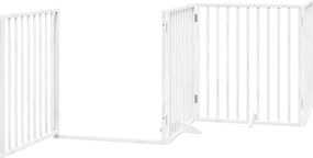 Zábrana pro psy s dvířky skládací 8 panelů bílá 640 cm topol 3155566