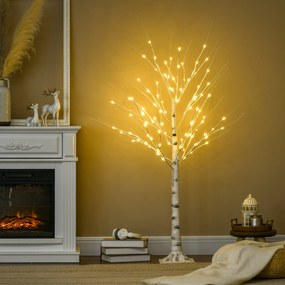 HOMCOM Umělá bříza 150 cm s LED diodami, vánoční dekorace umělá bříza na párty, narozeniny a svatbu | Aosom.de