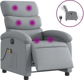 Elektrické masážní polohovací křeslo světle šedé textil 3203966