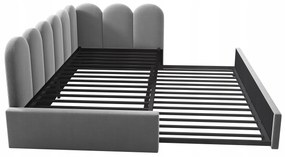 Arhatreya Čalouněná postel Sofa dětským lůžkem 90x200 cm s výsuvným lůžkem šedá