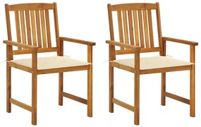Zahradní židle s poduškami 2 ks masivní akáciové dřevo,  3061171