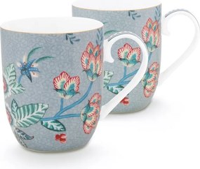 Pip Studio Flower Festival sada 2 hrnečků 180ml, modrá (hrnečky v dárkové krabičce)