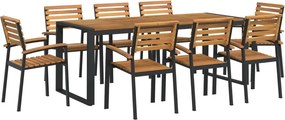 9dílný zahradní jídelní set masivní akáciové dřevo a kov 3155413