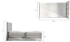 postel boxspring ASTER, 90x200cm, Monolith 63/ Monolith 84, levá strana