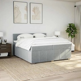 Box spring postel s matrací světle šedá 200 x 200 cm textil 3289475
