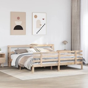 Rám postele s čelem 200 x 200 cm masivní borové dřevo 3306120